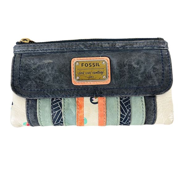 Fossil | Bags | Fossil Multicolored Leather Wallet | Poshmark